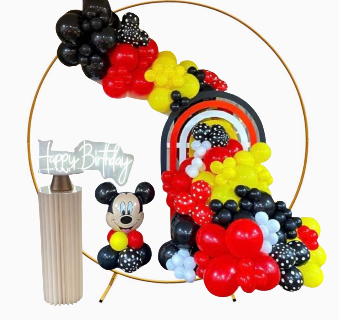 Cute Mickey Mouse Red Black DIY Foil Balloon Garland Arc Kit , Kids ...