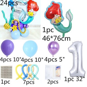 Little Mermaid Foil DIY Balloon Sculpture Kit | Birthday Number Balloon ...