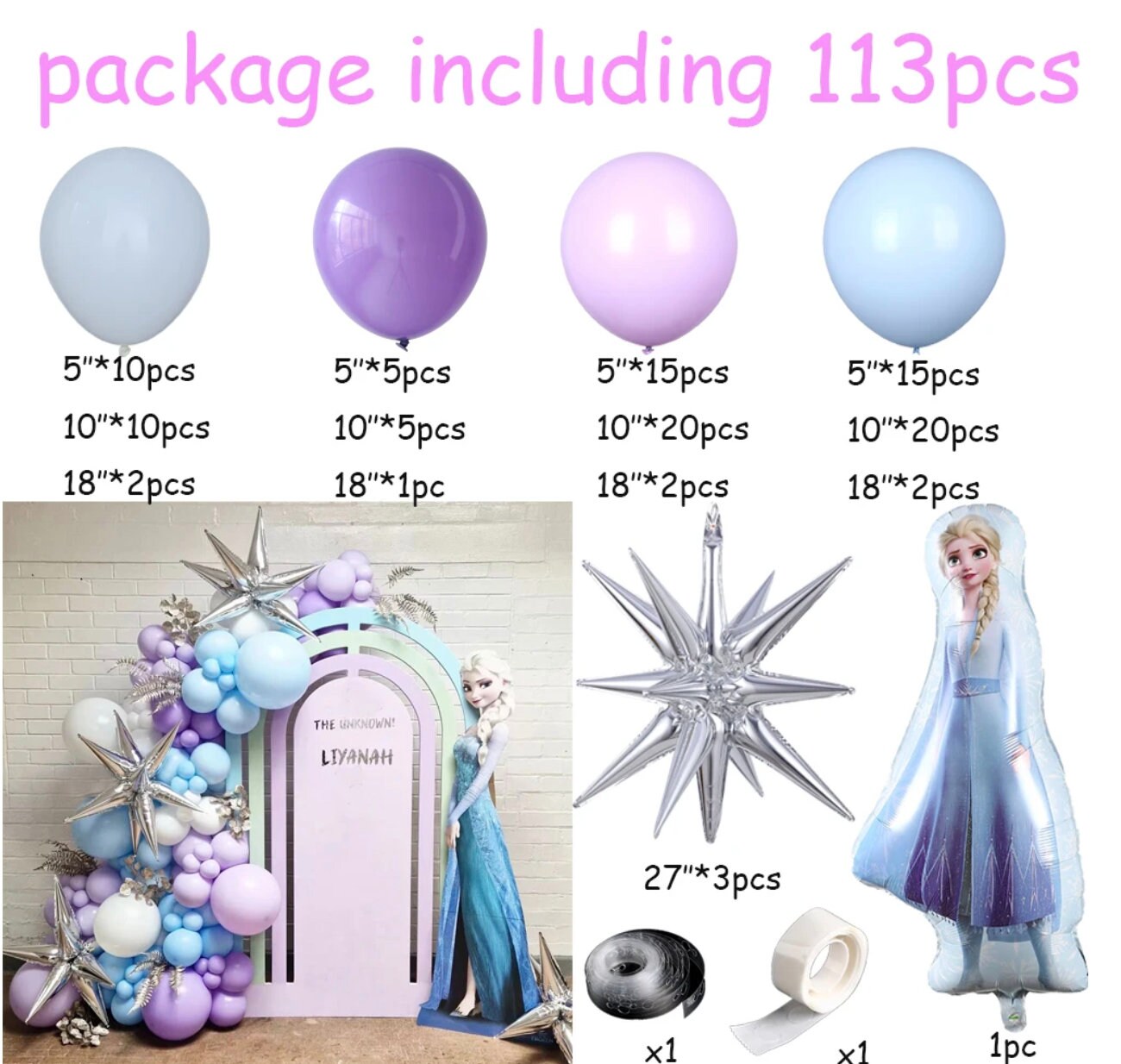 Frozen Elsa Foil DIY Balloon Garland Arc Kit Birthday Girl Number ...