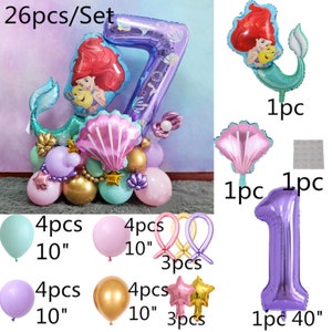 Little Mermaid Foil DIY Balloon Sculpture Kit | Birthday Number Balloon ...