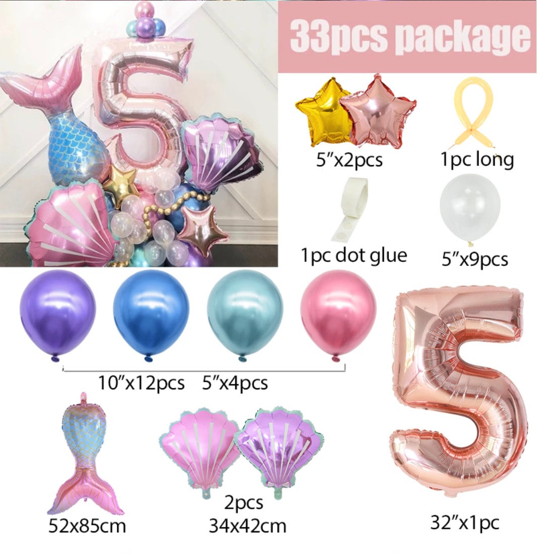Mermaid Foil DIY Balloon Sculpture Kit | Birthday Number Balloon ...