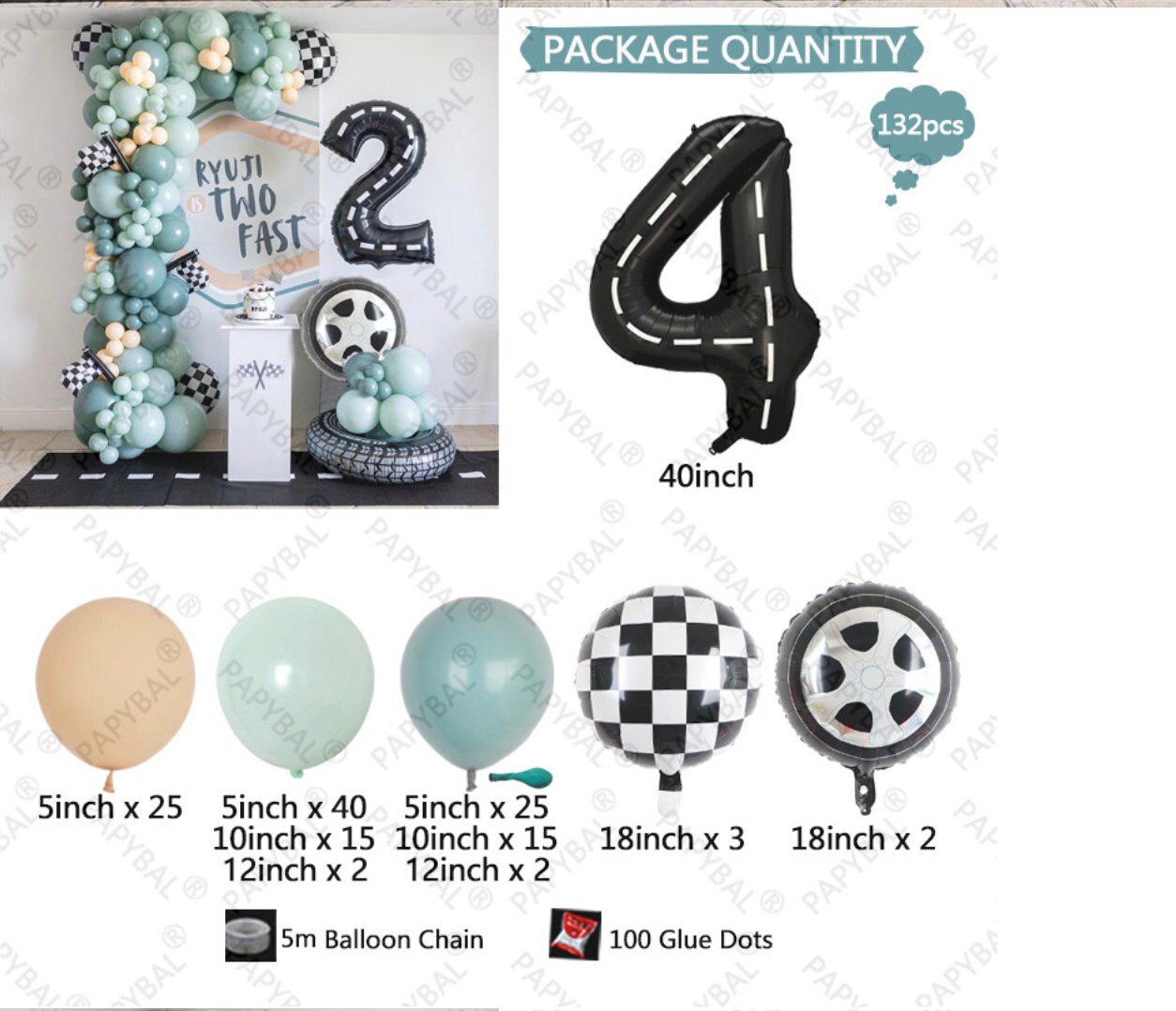 Race Car Theme DIY Balloon Garland Arc Kit, Birthday Balloon Number ...