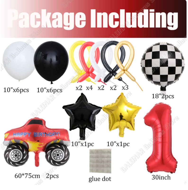 Race Car Foil DIY Balloon Sculpture Kit Birthday Boy Number Balloon ...