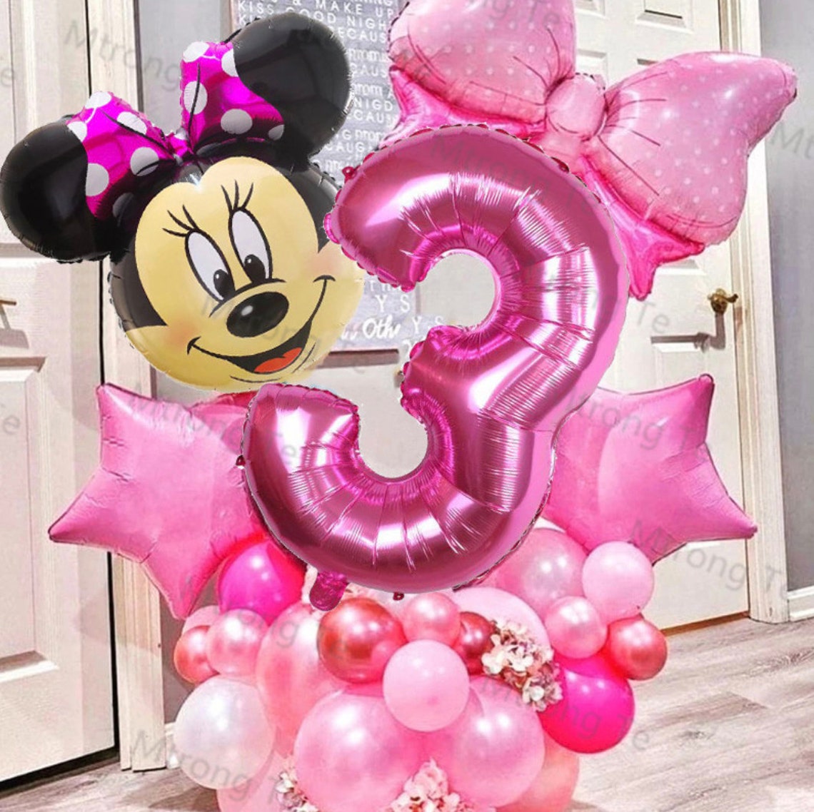 Minnie Mouse Foil DIY Pink Balloon Sculpture Kit Birthday Girl Number ...