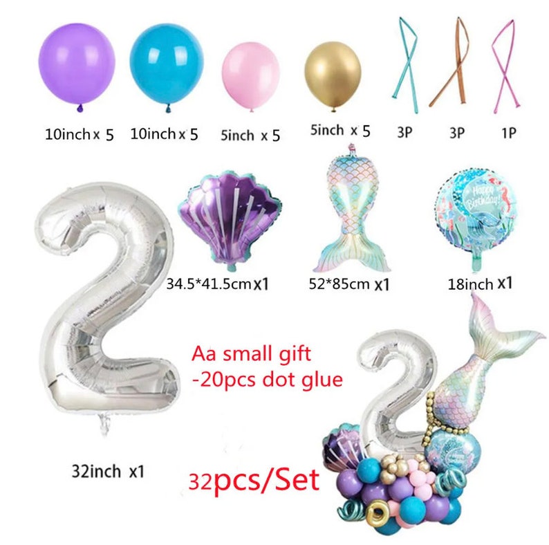 Mermaid Foil DIY Balloon Sculpture Kit | Birthday Number Balloon ...