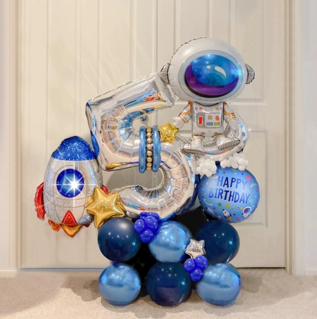 Outer Space Astronaut Foil DIY Balloon Kit | Birthday Number Balloon ...