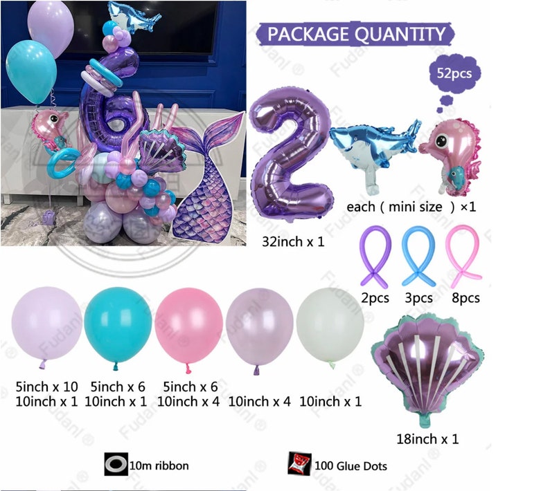 Little Mermaid Foil DIY Balloon Sculpture Kit | Birthday Girl Number ...