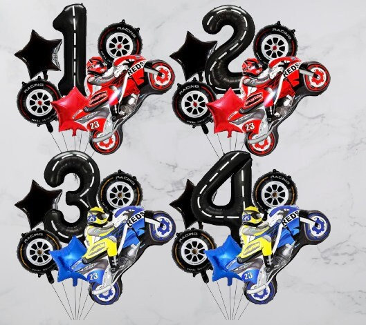 Race Motorcycle Foil DIY Balloon Sculpture Kit | Birthday Boy Number ...