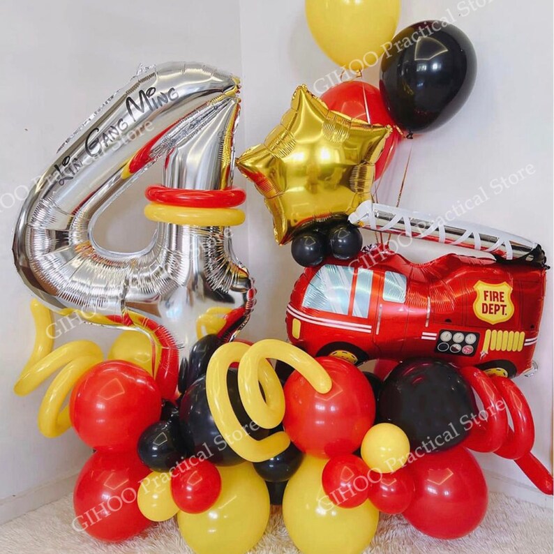 Fire Truck Firefighter Foil DIY Balloon Sculpture Kit | Birthday Boy ...
