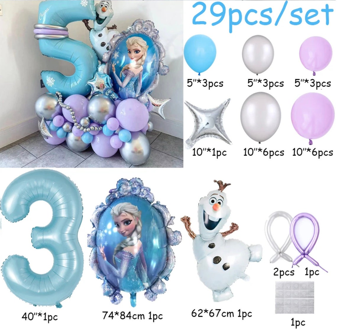 Frozen Elsa Olaf Foil DIY Balloon Sculpture Kit | Birthday Number ...
