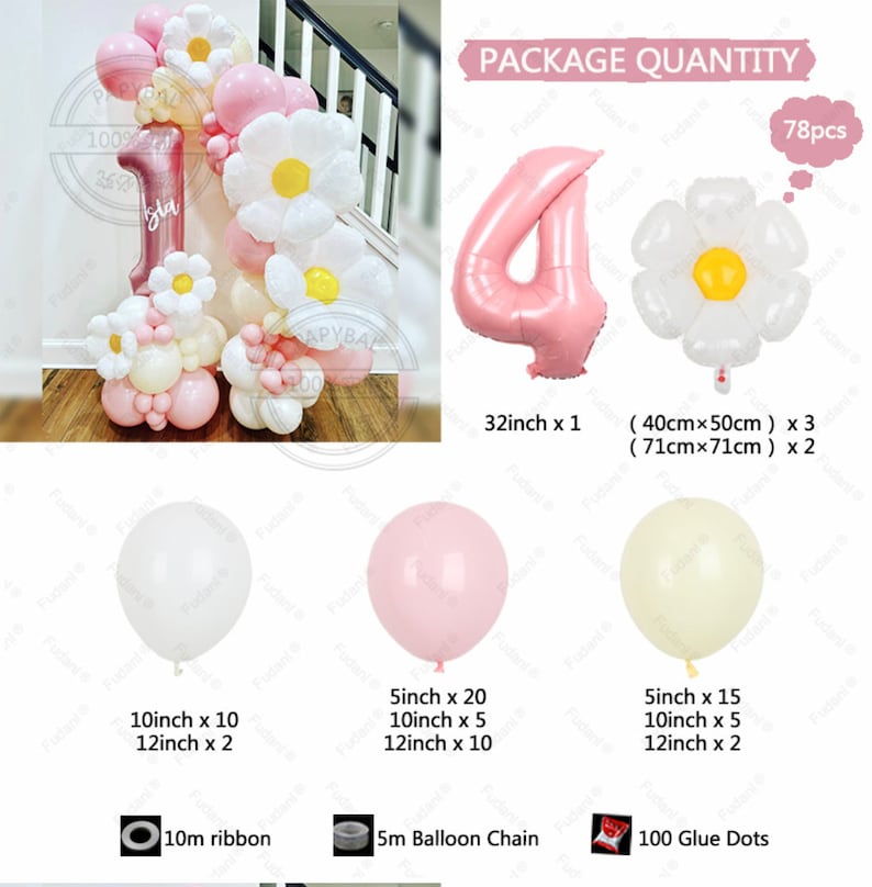 Daisy Flower Boho Pastel Foil DIY Retro Balloon Sculpture Kit Birthday ...