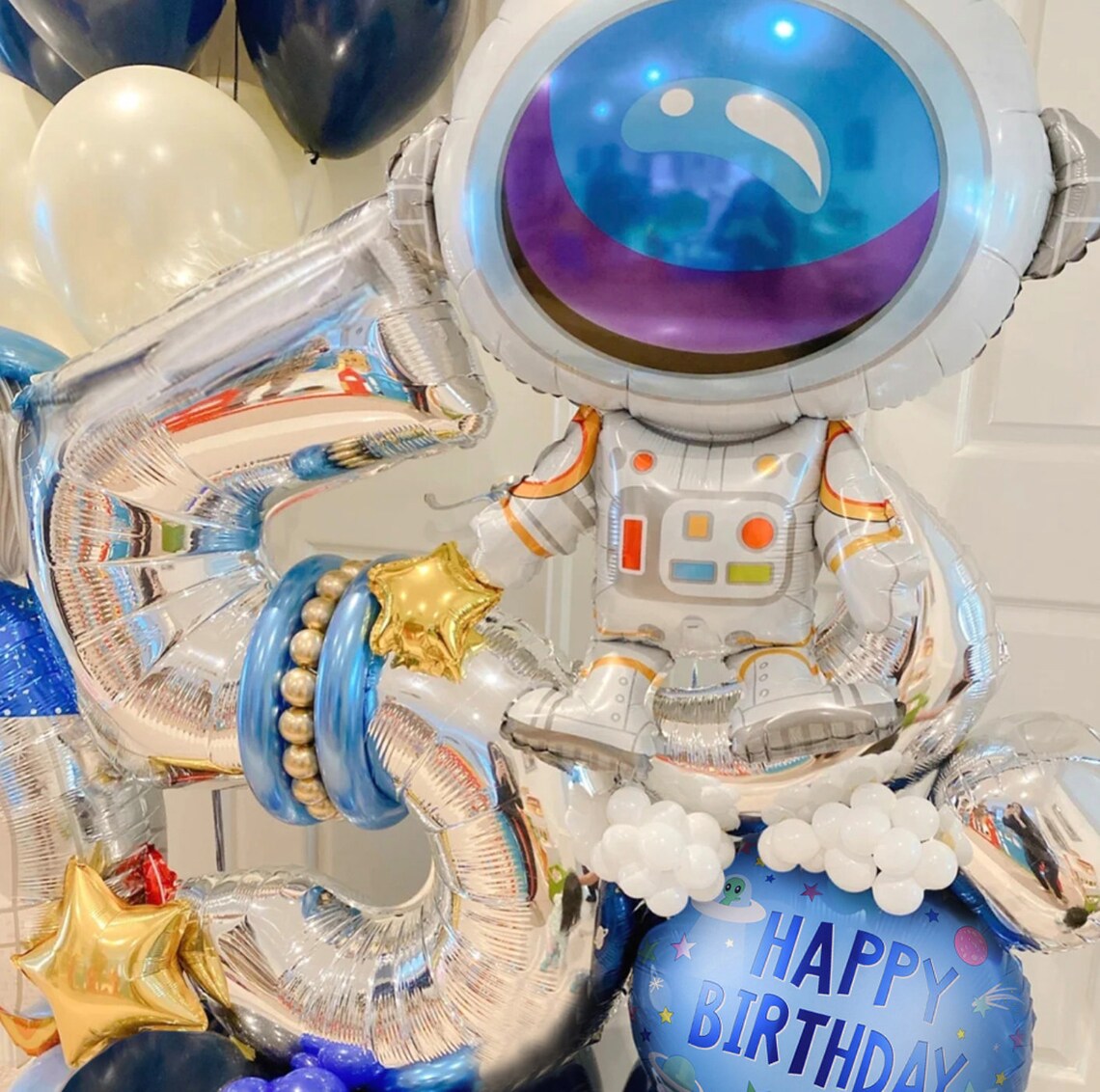 Outer Space Astronaut Foil DIY Balloon Kit Birthday Number Balloon ...