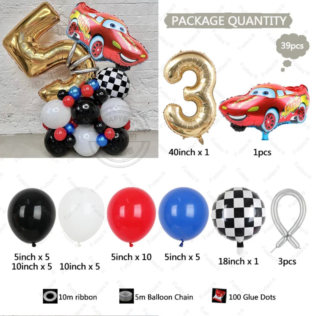 Race Car Lightning Mcqueen Theme DIY Balloon Bouquet Kit, Birthday ...