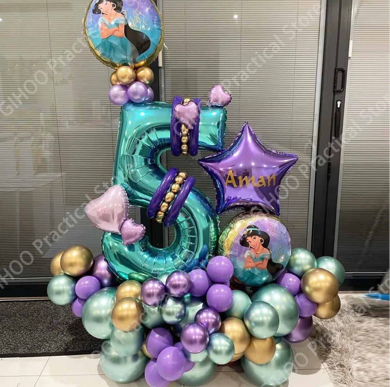 Princess Aladdin Foil DIY Balloon Sculpture Kit Birthday Number Balloon ...