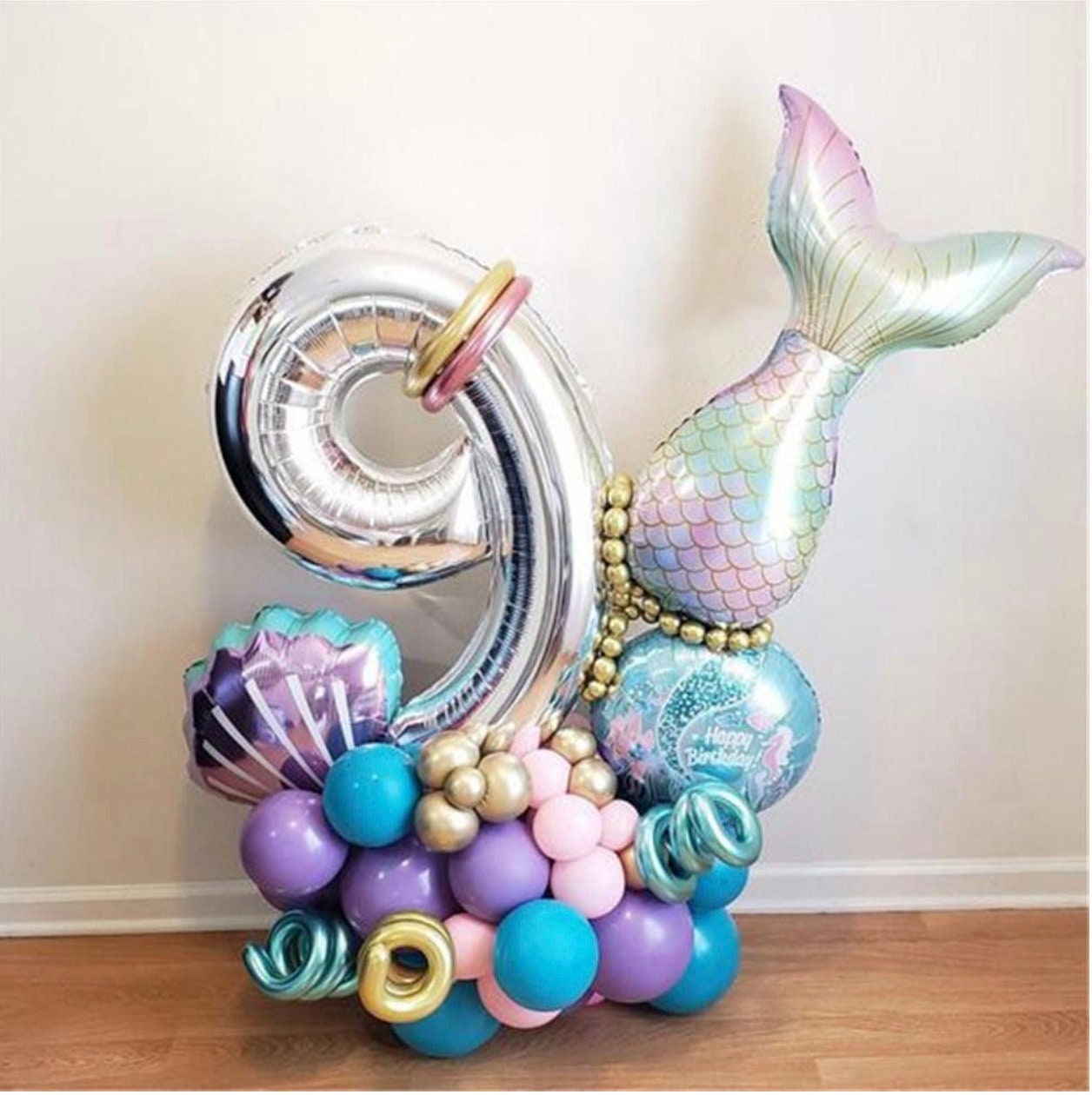 Mermaid Foil DIY Balloon Sculpture Kit | Birthday Number Balloon ...