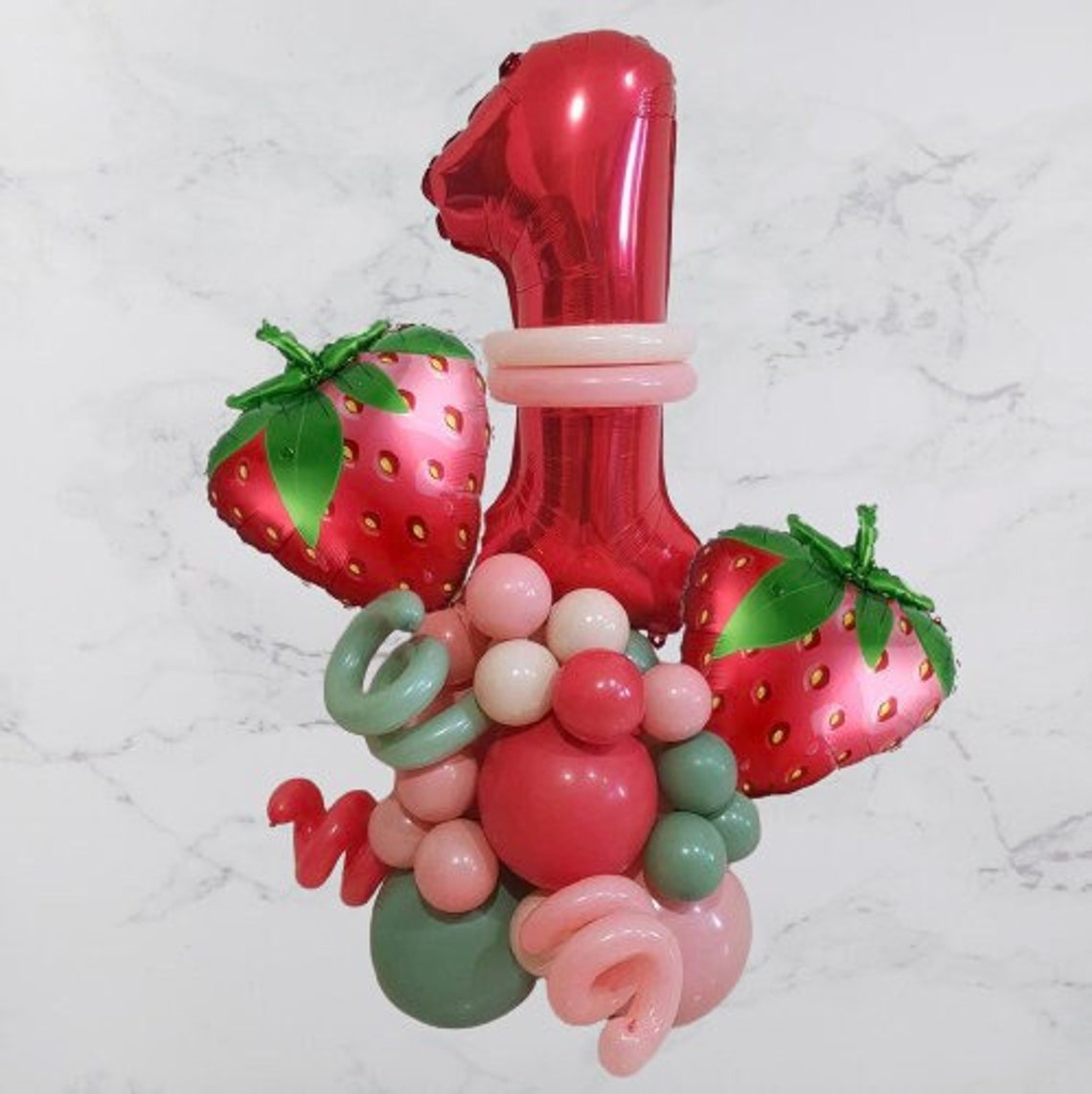 Strawberry Pink Foil DIY Balloon Kit Bouquet Birthday Number Balloon ...