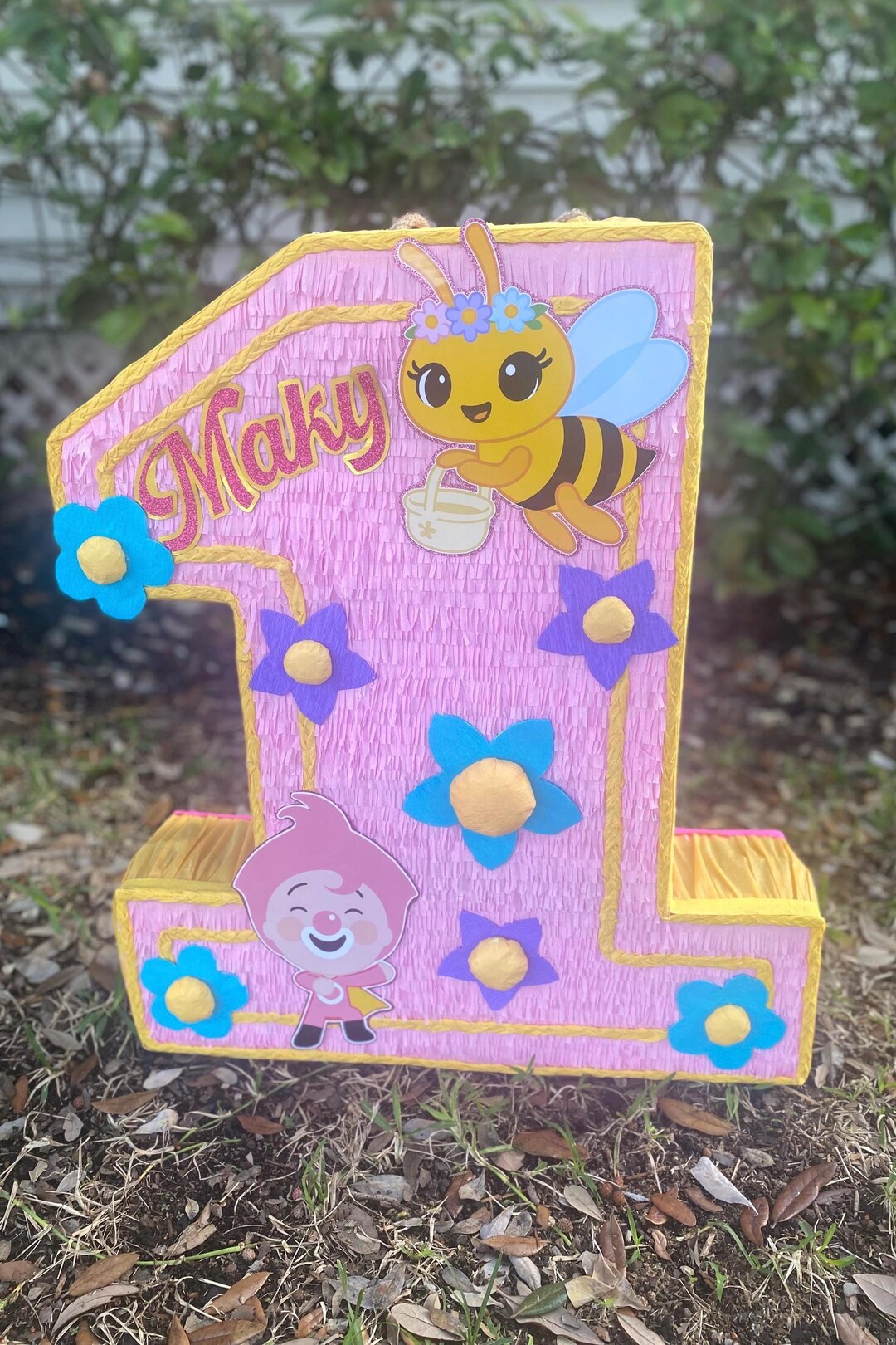 Handmade Number One Piñata: Payaso Plim Plim & Abejita Party Decor - Etsy