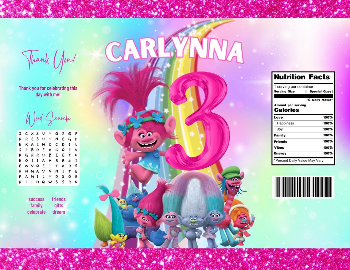 Trolls Chip Bag Template - Etsy