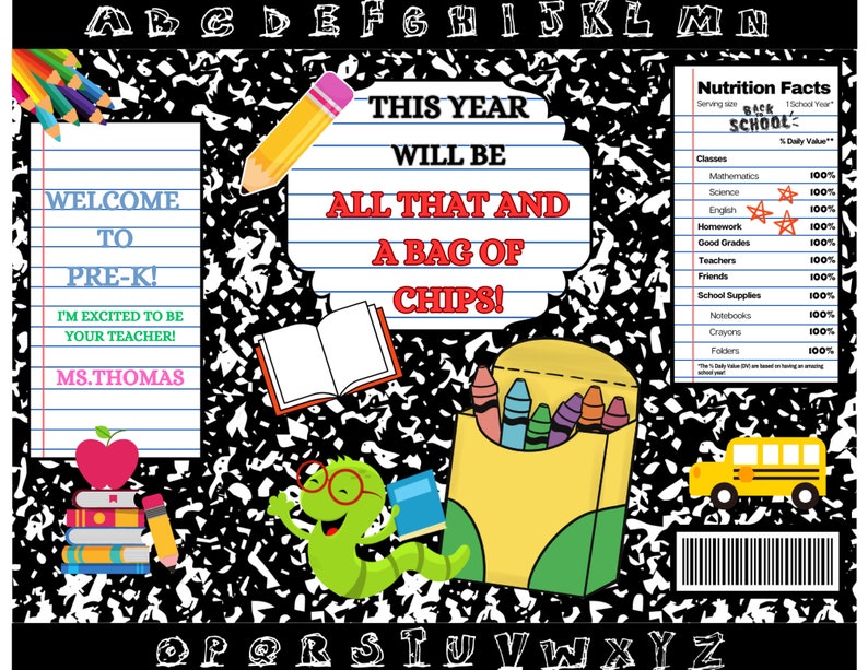 School Year Chip Bag Template - Canva - Etsy