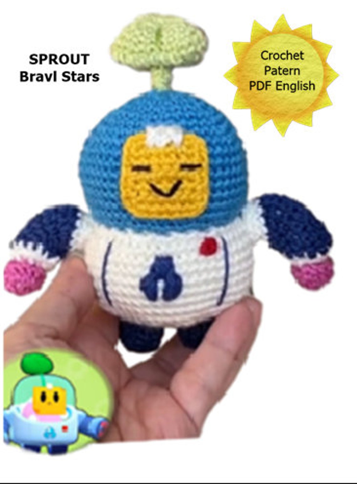 Crochet Pattern SPROUT Brawl Stars, Detailed Master Class, Eco Toy for ...
