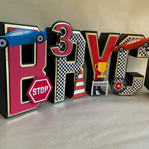 Two Fast Birthday 3D Letters Racing Party 3D Name Letters Racing ...