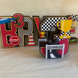 Two Fast Birthday 3D Letters Racing Party 3D Name Letters Racing ...