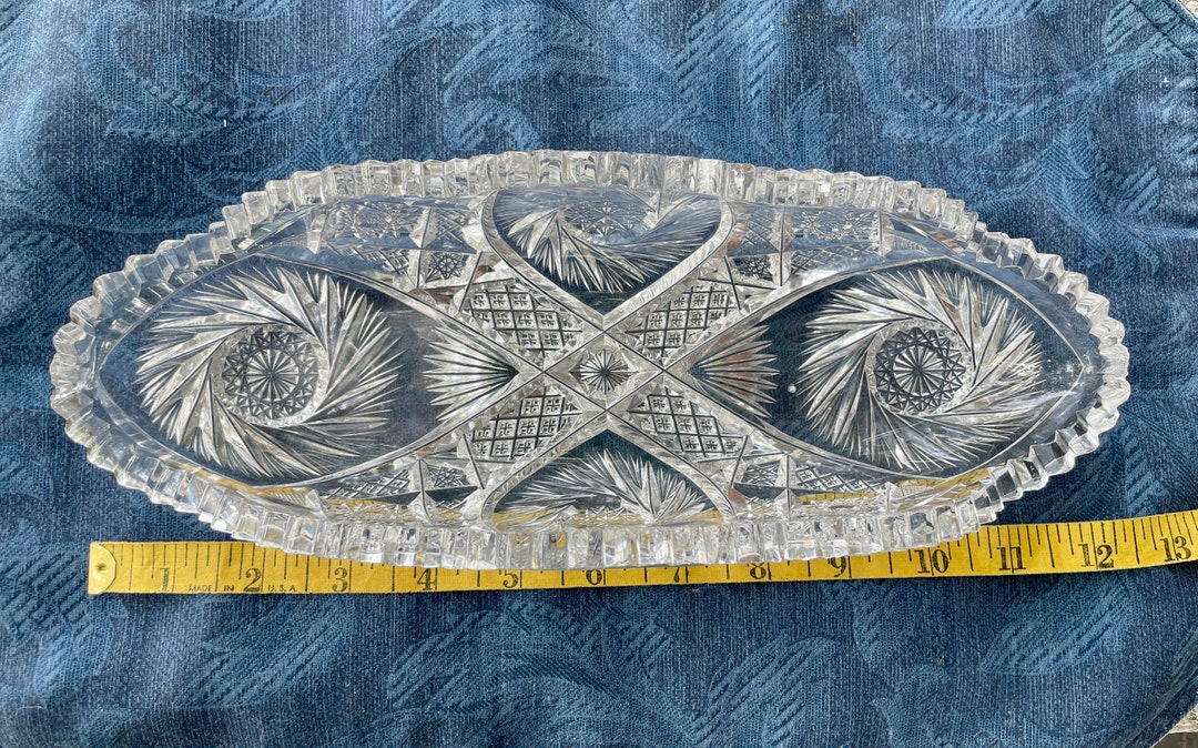 Vintage Brilliant Cut Crystal Relish Dish - Etsy