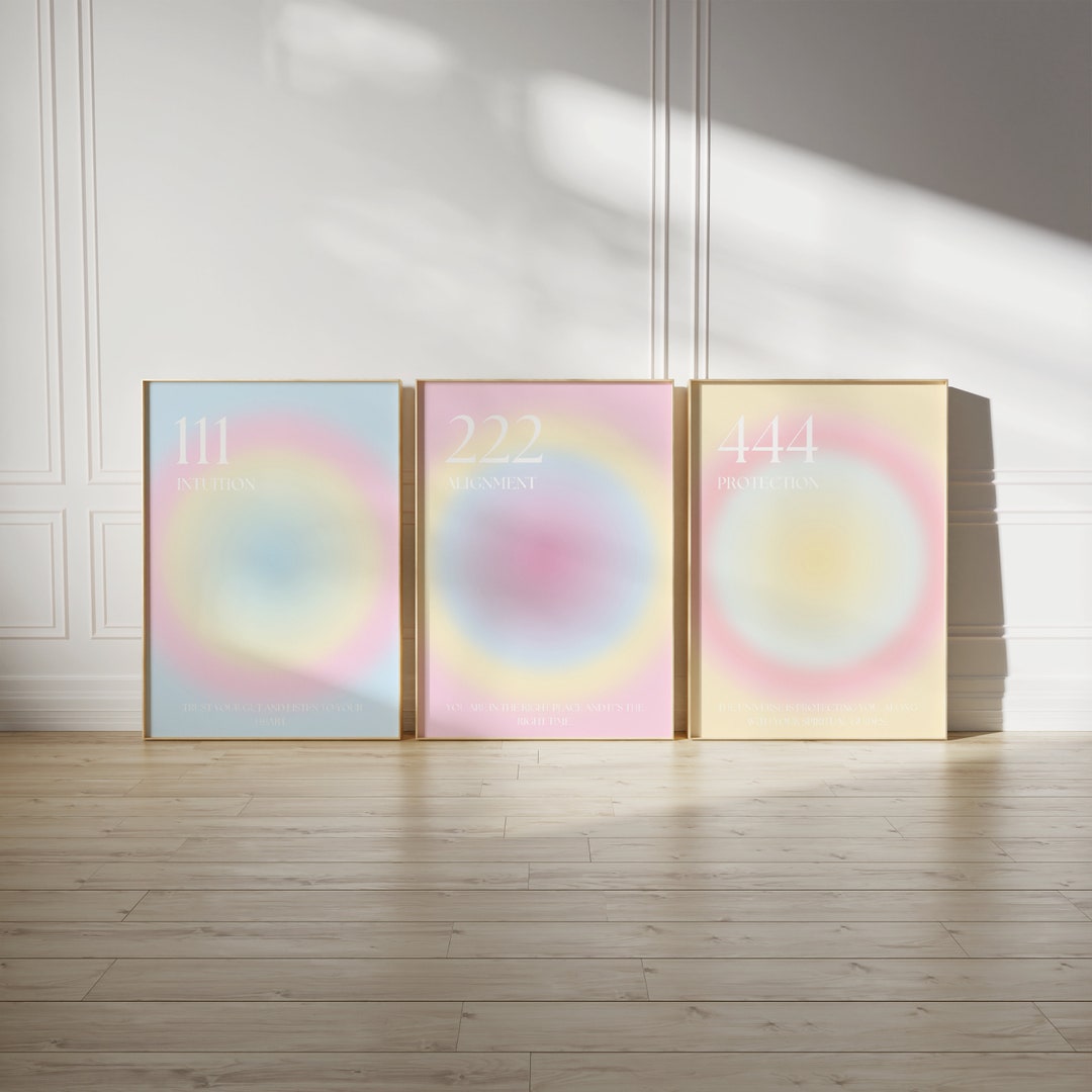 Pastel Aura Angel Numbers Prints Set of 3 DIGITAL - Preppy Retro Décor ...