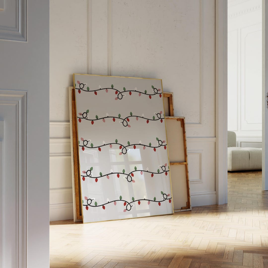 Christmas Lights Print DIGITAL - Modern Colorful Traditional Xmas ...