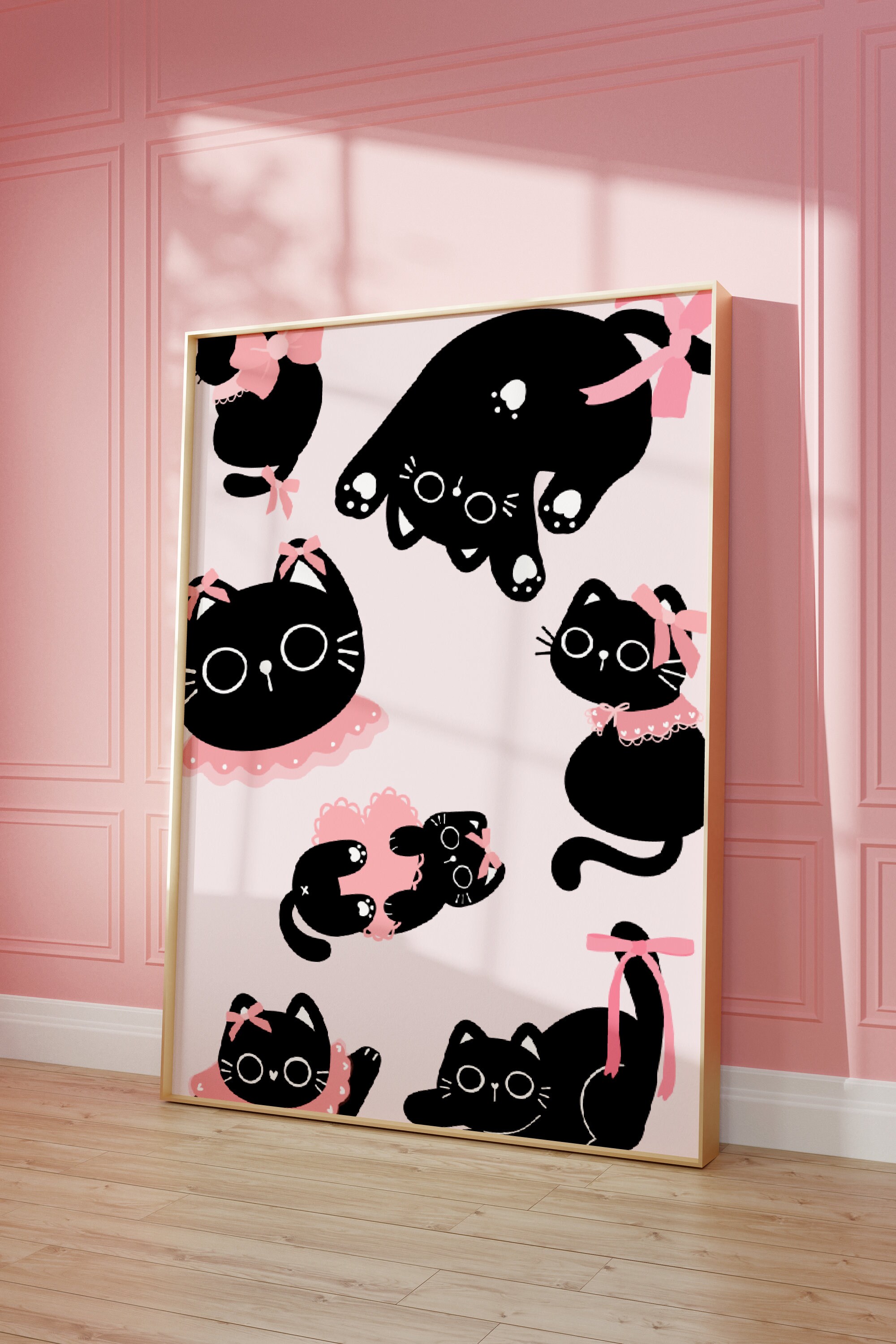 Rosa Katze Kokette Katze Druck DIGITAL Retro Sparkle Poster Ästhetische ...
