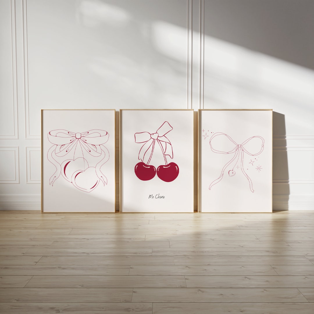Red Coquette Poster Set of 3 Digital-spiritual Poster Affirmation Art ...
