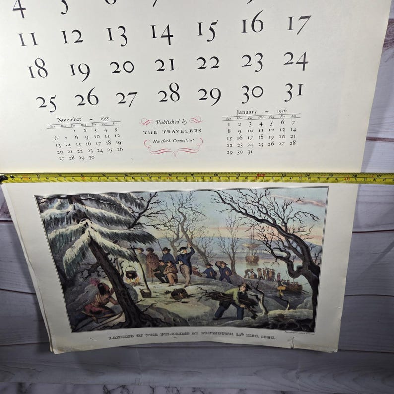 1955 Currier and Ives Calendar Prints Traveling Insurance Calendars ...