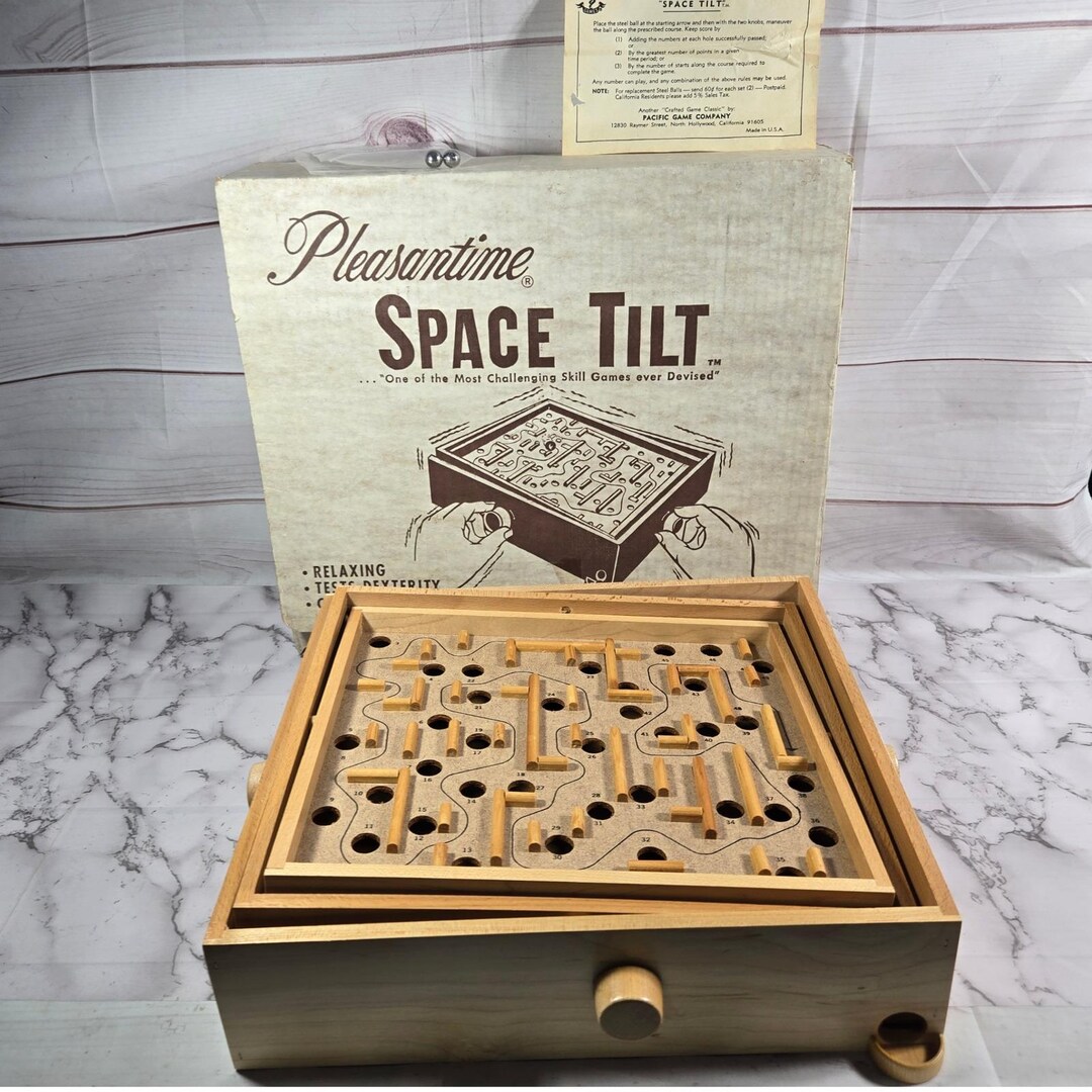 Pleasantime Space Tilt Game - Crafted Classic Dexterity Maze Wood Toy ...