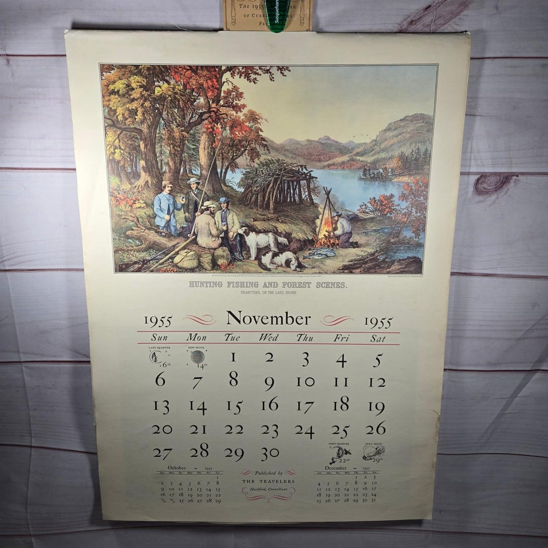 1955 Currier and Ives Calendar Prints Traveling Insurance Calendars ...