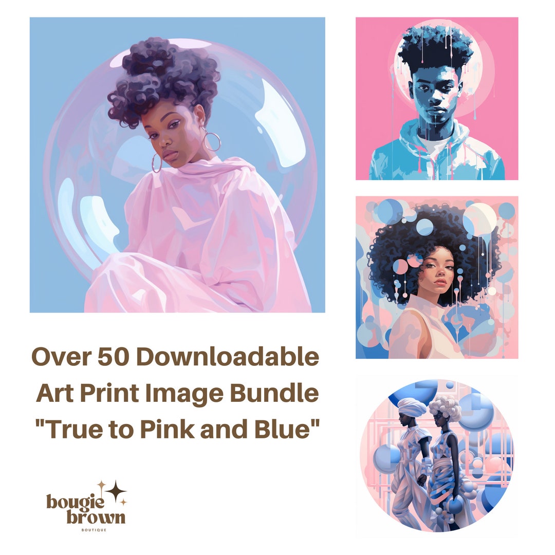 Pink and Blue Art Print Image Bundle (digital Download) - Etsy