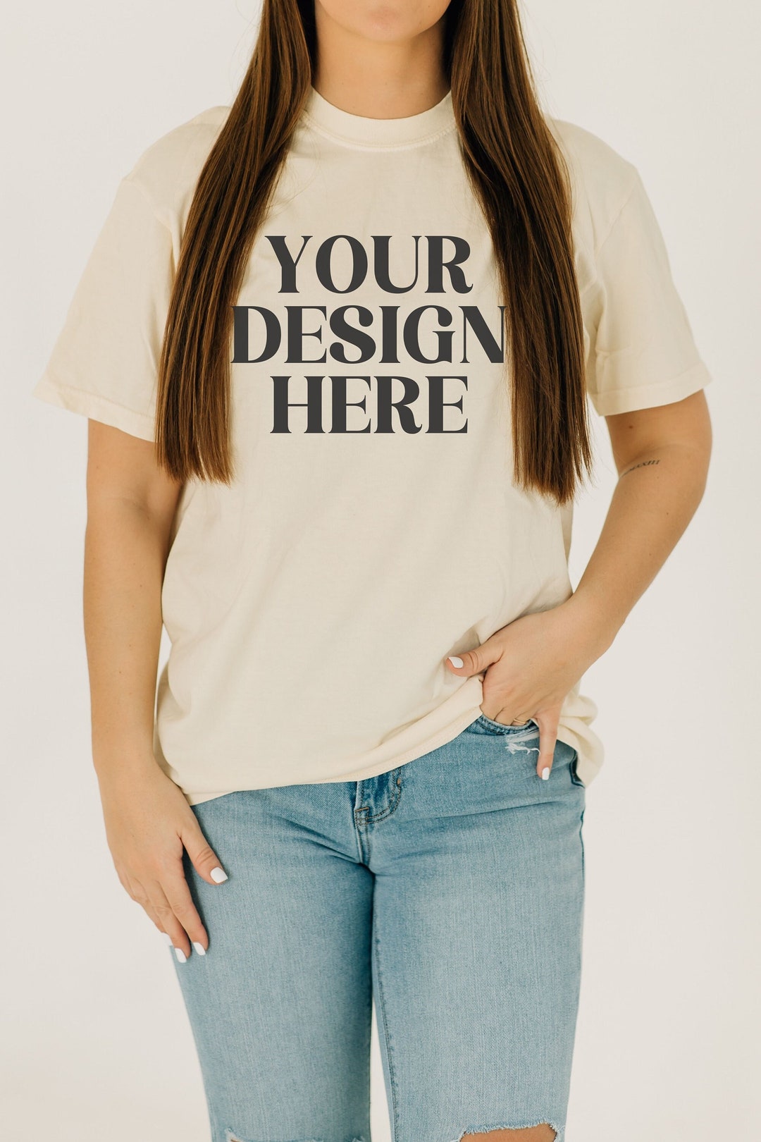 Comfort Colors 1717 Mockup, CC1717 Mockup, Ivory CC1717 Comfort Colors ...