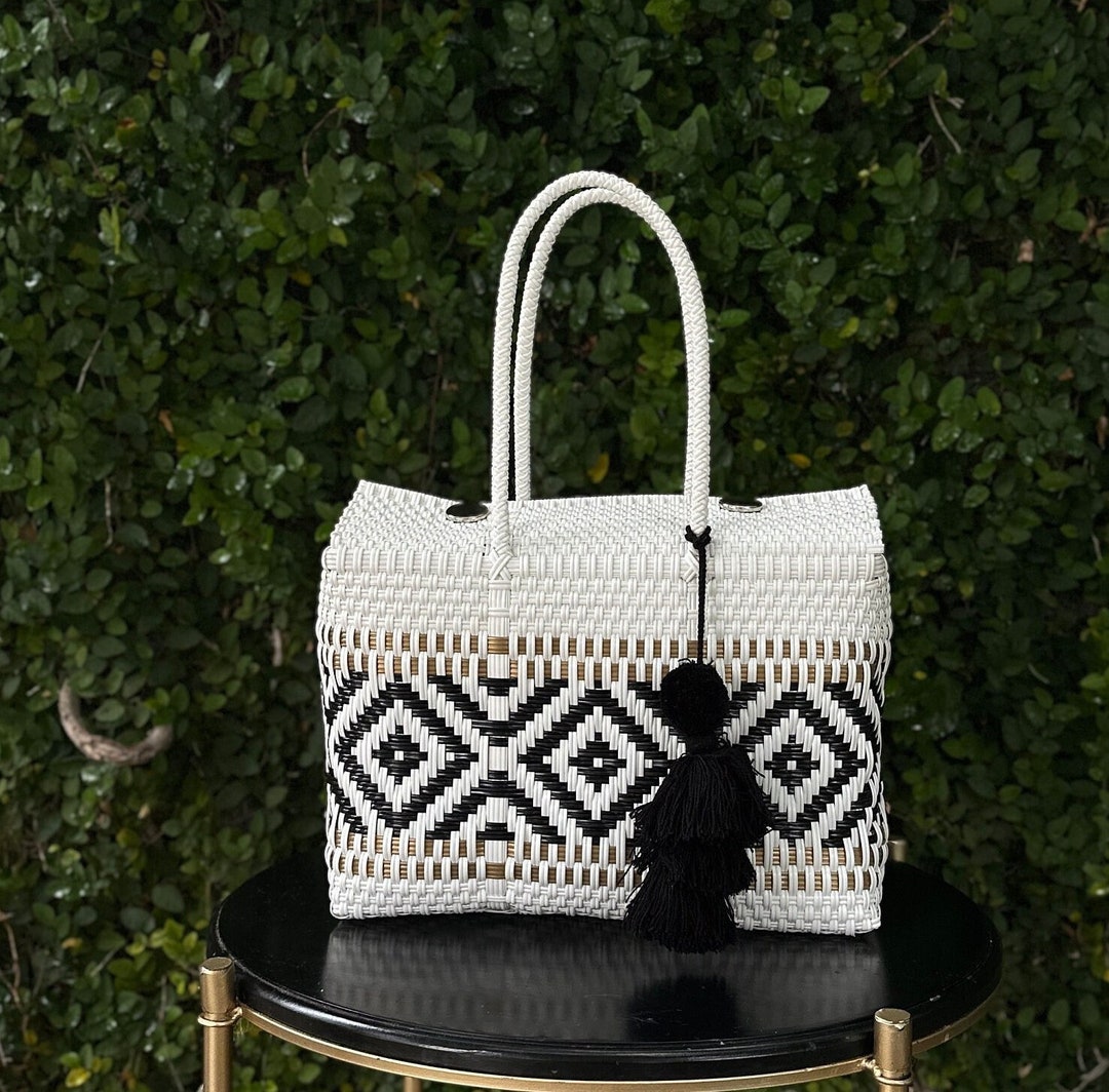 Mexican Recycled Plastic Woven Tote Bag, Artisan Made, Box Tote ...