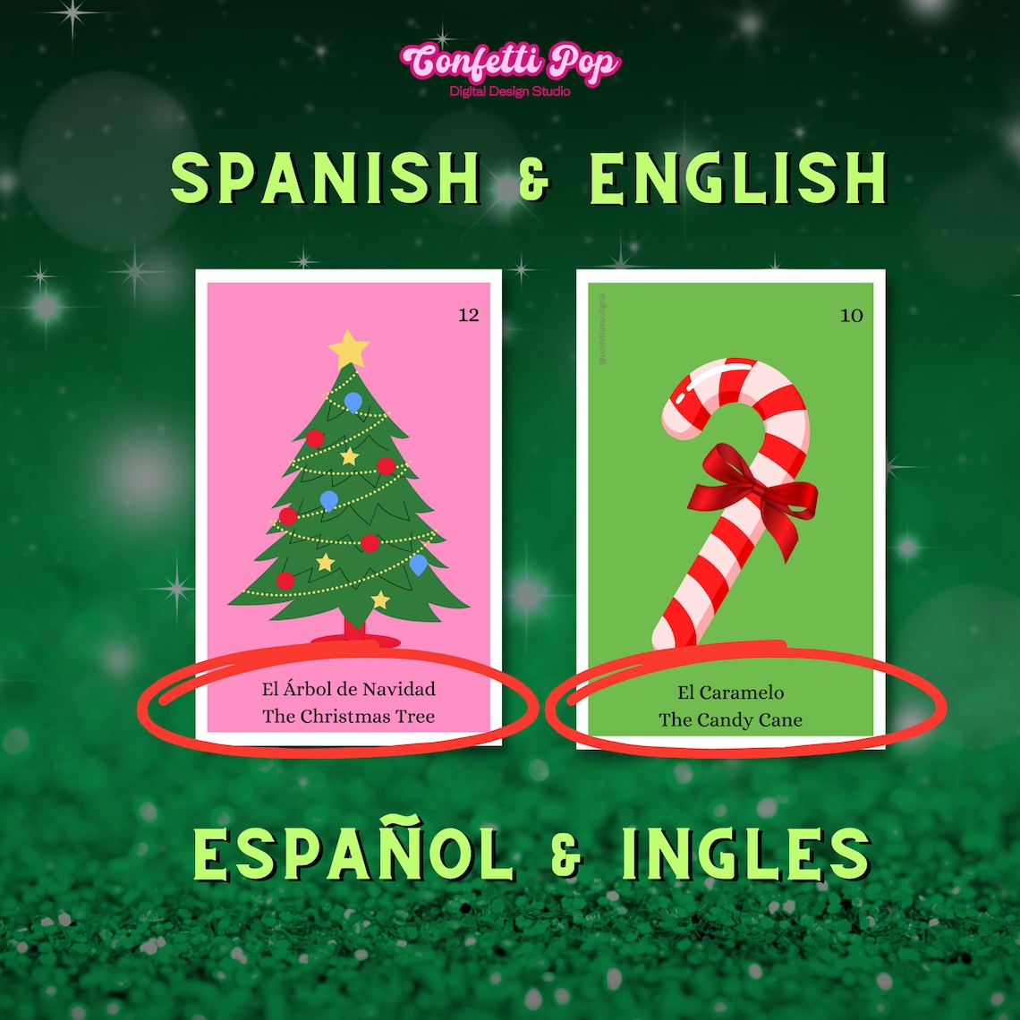 Christmas Loteria Loteria Navideña Loteria De Navidad Bingo Bilingual ...