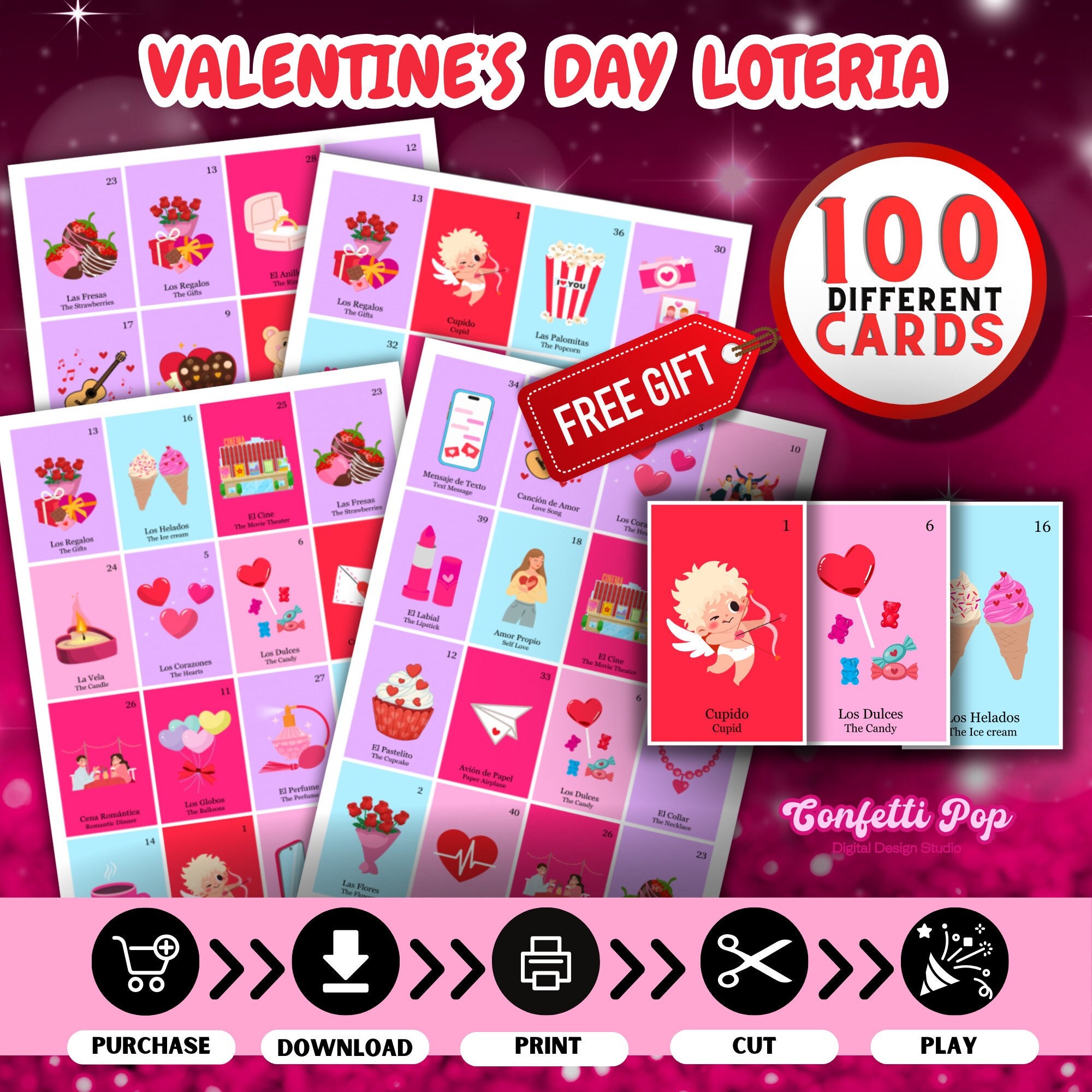 Valentine's Day Loteria Loteria De San Valentin Bingo Bilingual ...