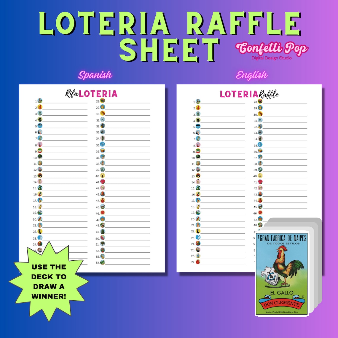 Hoja de Rifa de Loteria Mexicana / Rifa de Loteria - PDF - Etsy México