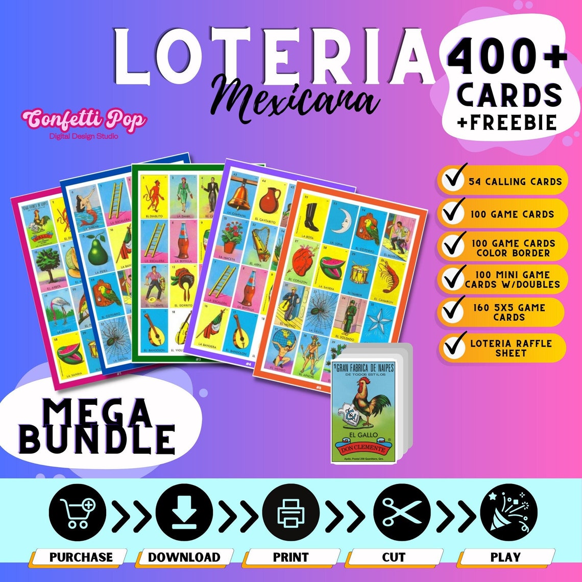 Digital Printable Mexican Loteria Game Mega Bundle Pdf Classic Edition