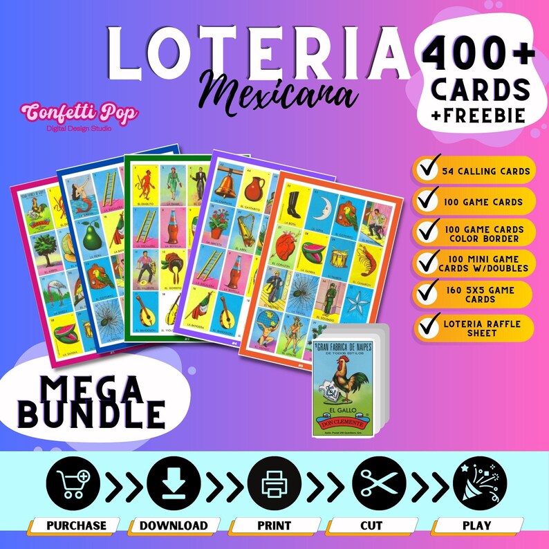 Digital Printable Mexican Loteria Game MEGA BUNDLE PDF - Classic ...