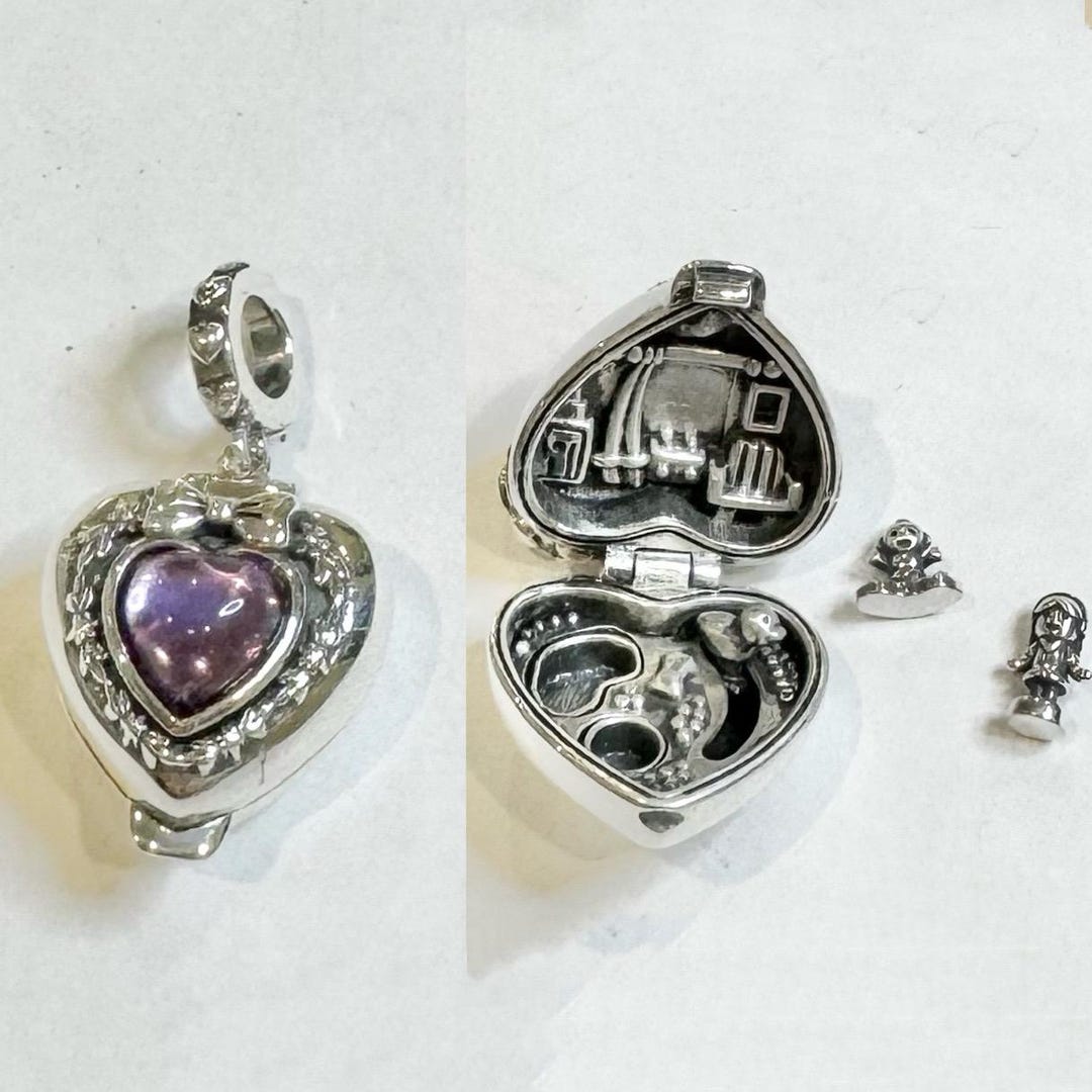 Polly Pocket Baby and Ducky Locket Sterling Silver Charm With Purple ...