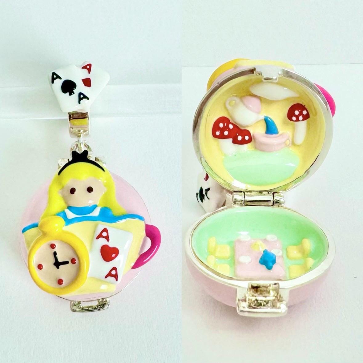 Polly Pocket Style Alice in Wonderland Tea Party S925 Sterling Silver ...