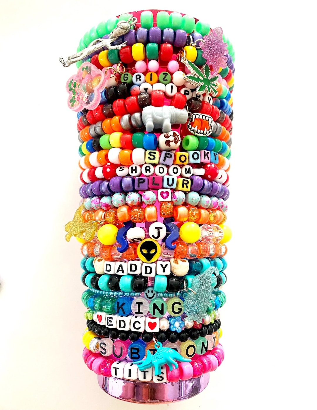 10 Kandi Bracelets Bulk Set – Rave Friendship Bracelets, Colorful ...