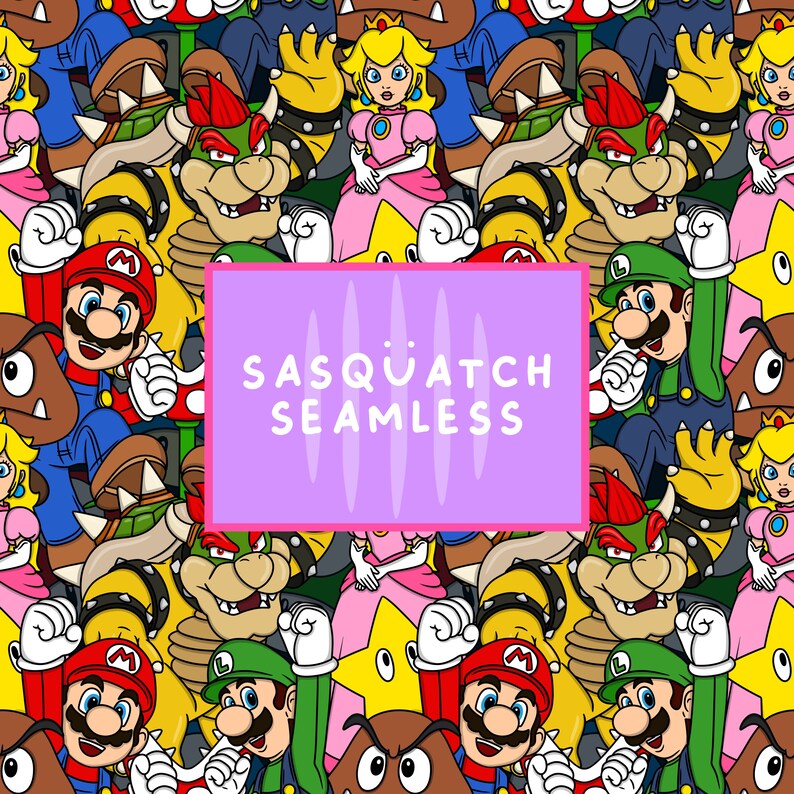 Super Mario Doodle Style Seamless Pattern -cool Kids Fabric Designs ...