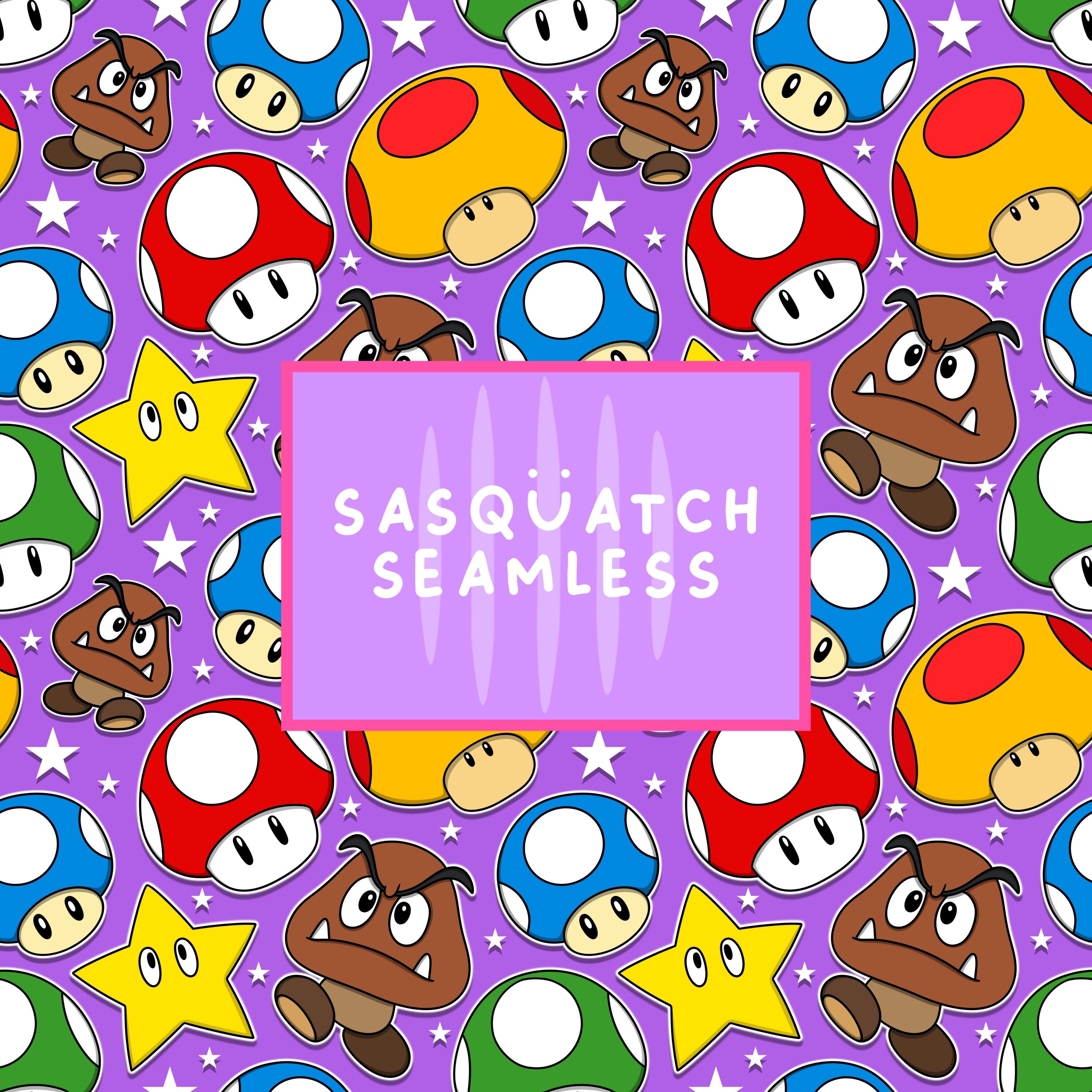 Set of 5 Mario Mushrooms Seamless Patterns - Cool Kids Fabric Designs ...