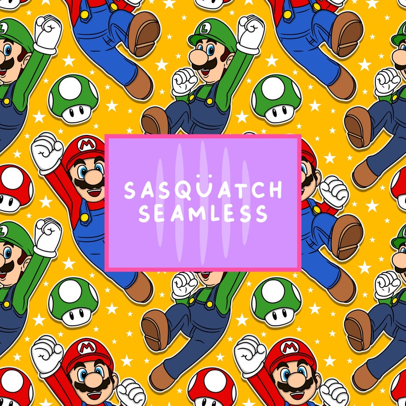 Set of 5 Mario Bros Seamless Patterns - Cool Kids Fabric Designs, Mario ...