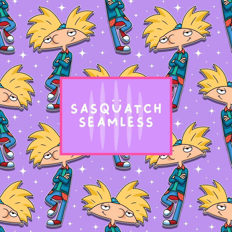 Set of 5 Hey Arnold Style Seamless Patterns - Cool Kids Fabric Designs ...