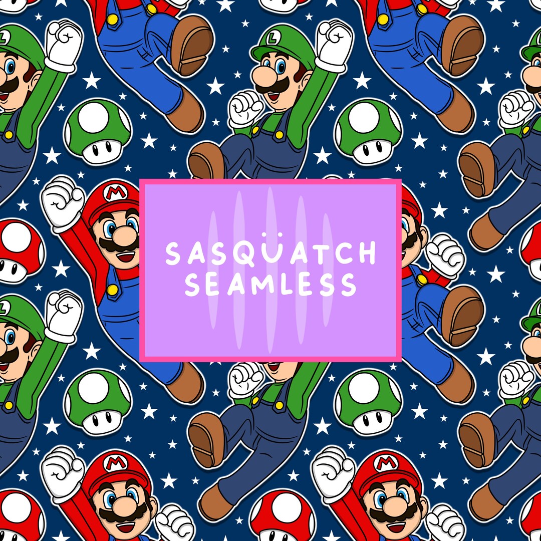 Set of 5 Mario Bros Seamless Patterns - Cool Kids Fabric Designs, Mario ...